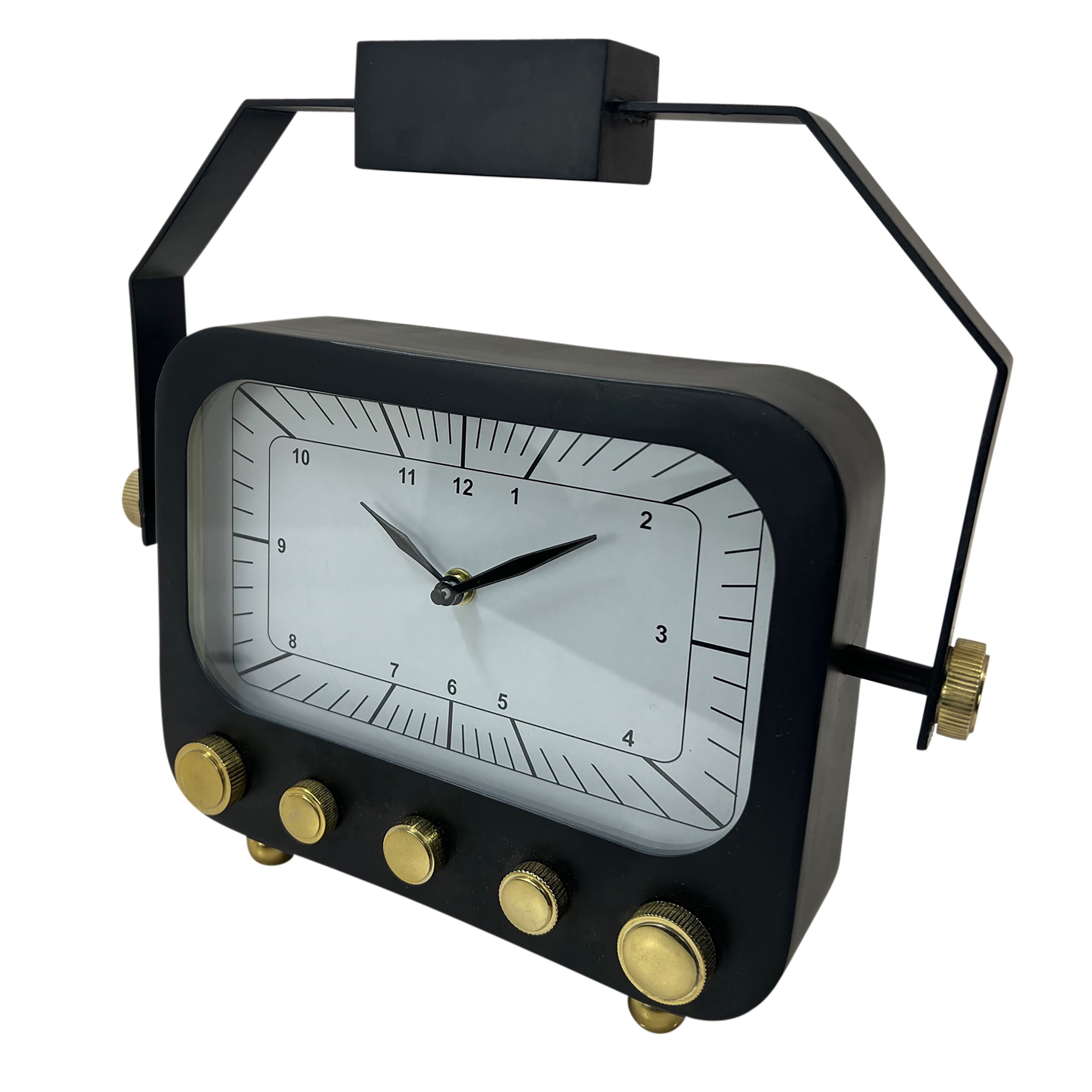 14" Footed Clock With Handle - Black / Gold – The Furniture Warehouse LB